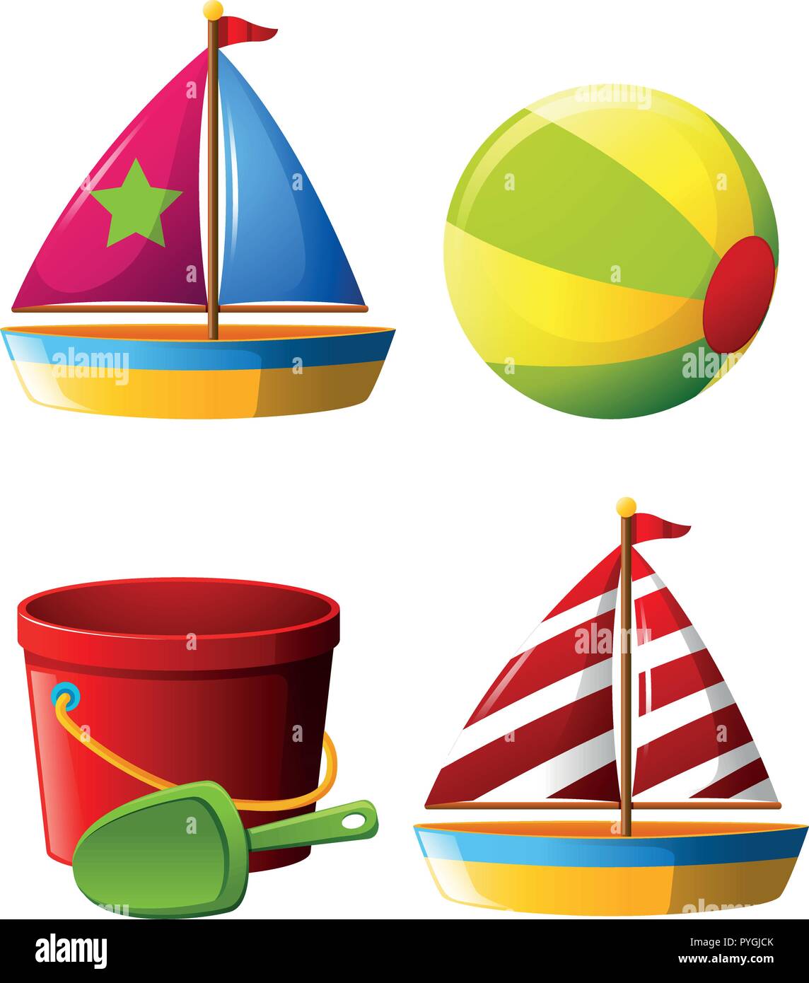 Beachball and other beach toys illustration Stock Vector Image & Art ...