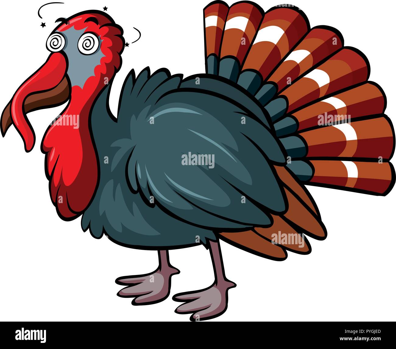 Wild turkey with dizzy eyes illustration Stock Vector Image & Art - Alamy