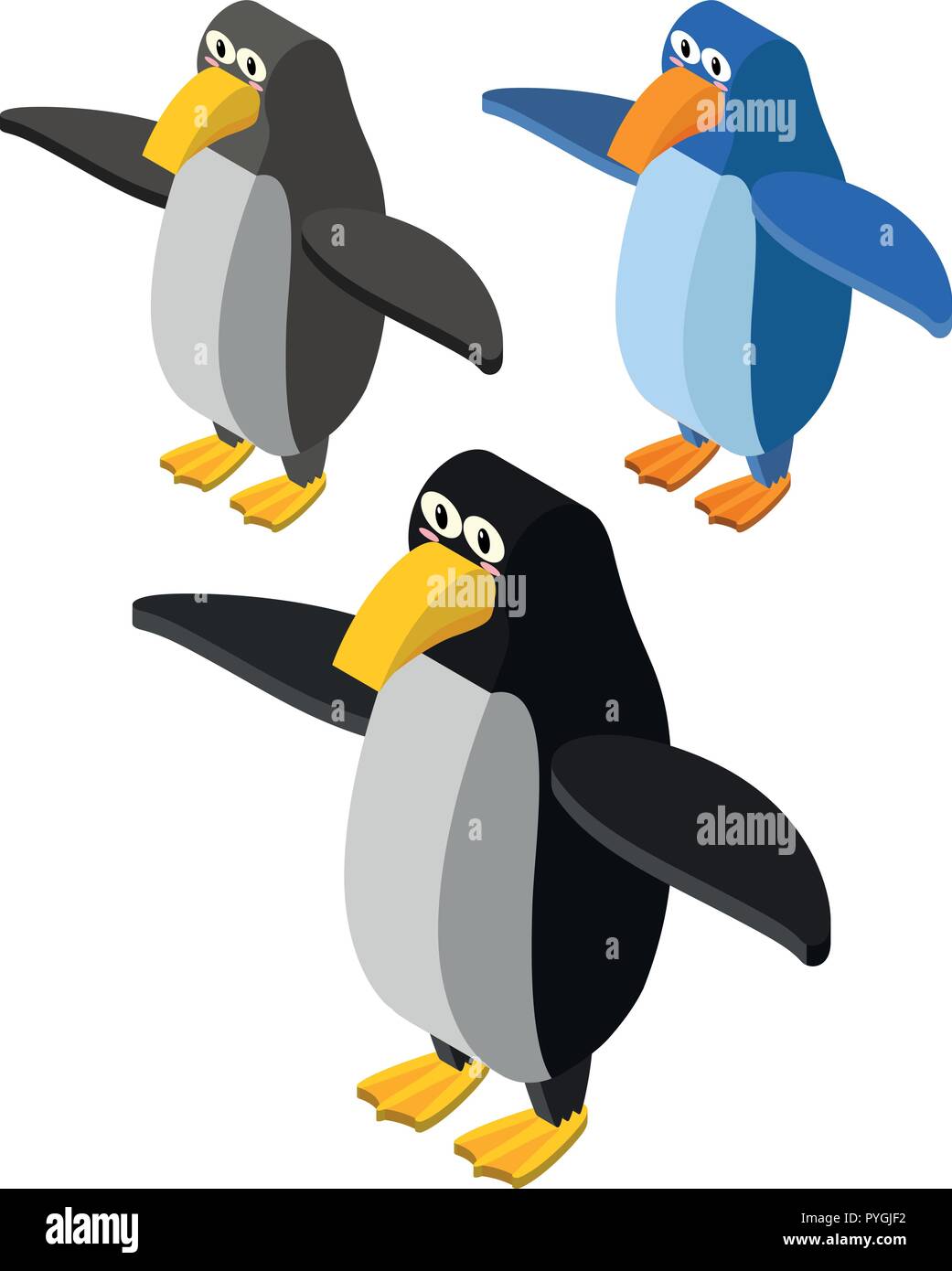 Three penguins in 3D design illustration Stock Vector Image & Art - Alamy