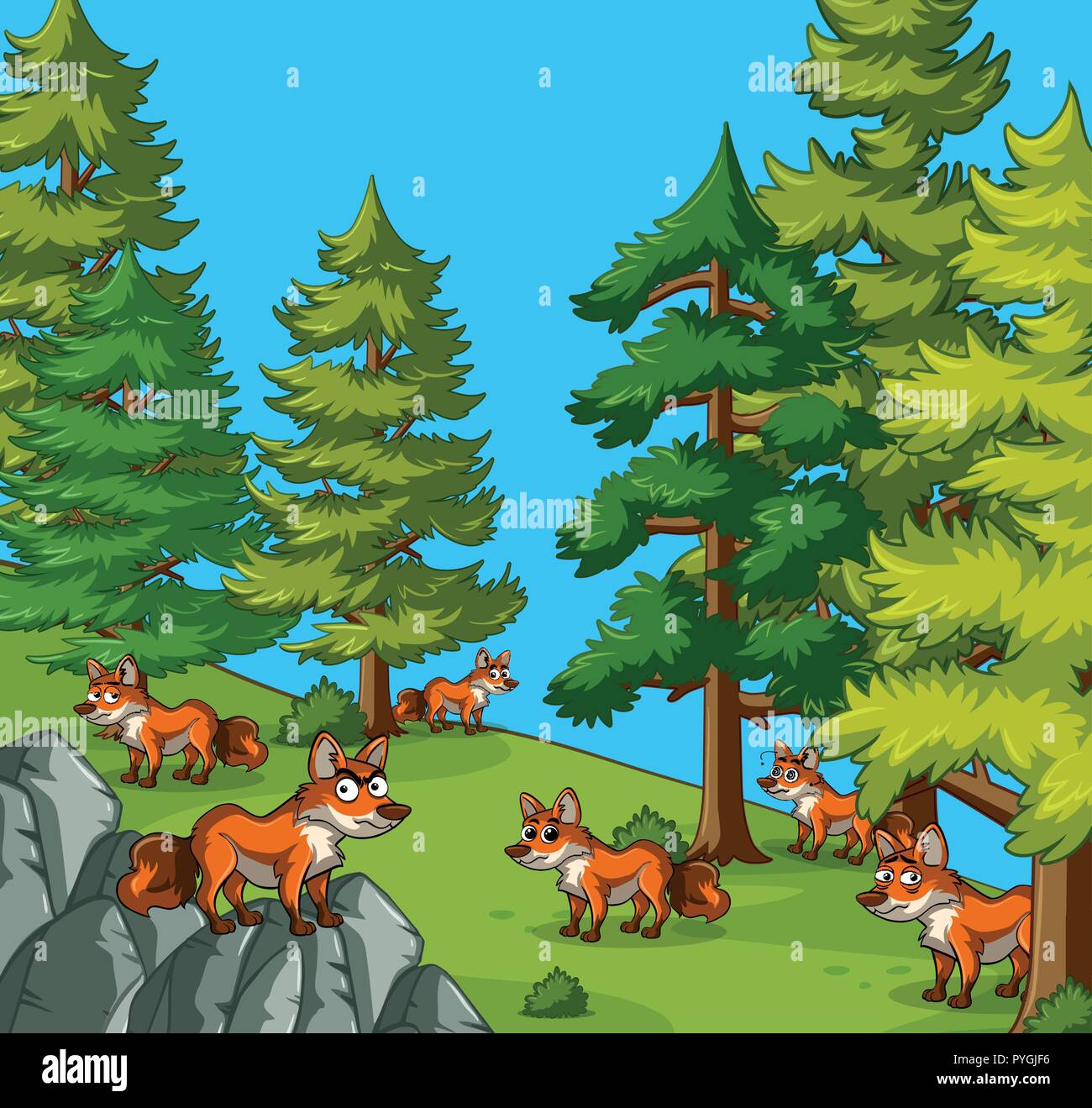 Many wolves on the mountain illustration Stock Vector Image & Art - Alamy