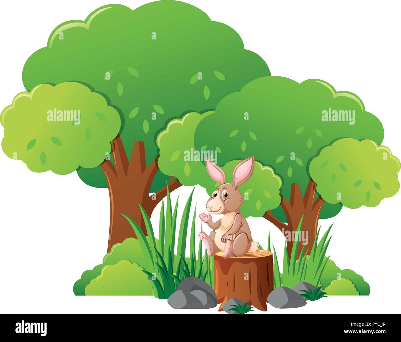 Wild rabbit in the forest illustration Stock Vector Image & Art - Alamy