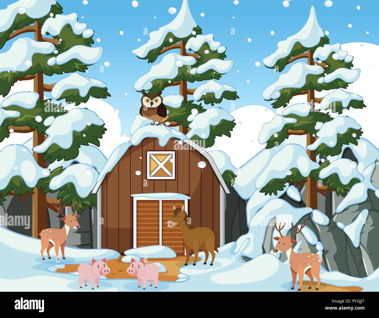 Farm animals in snow Stock Vector Images - Alamy