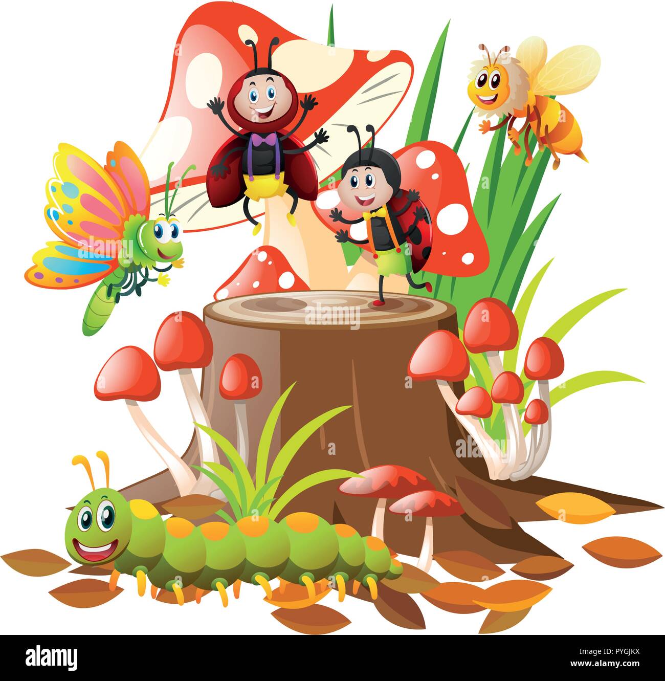 Many types of insects in garden illustration Stock Vector Image & Art ...