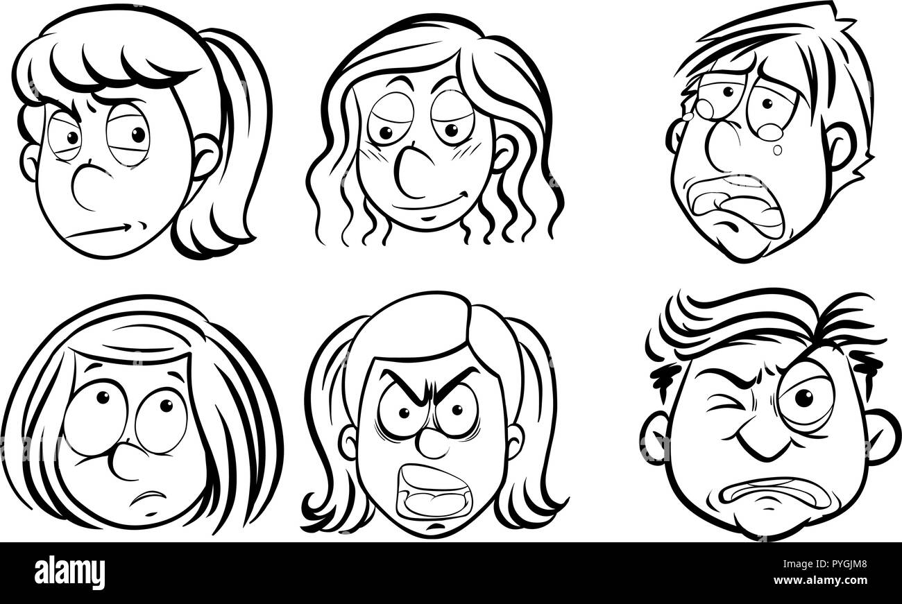 People with different facial expressions illustration Stock Vector ...