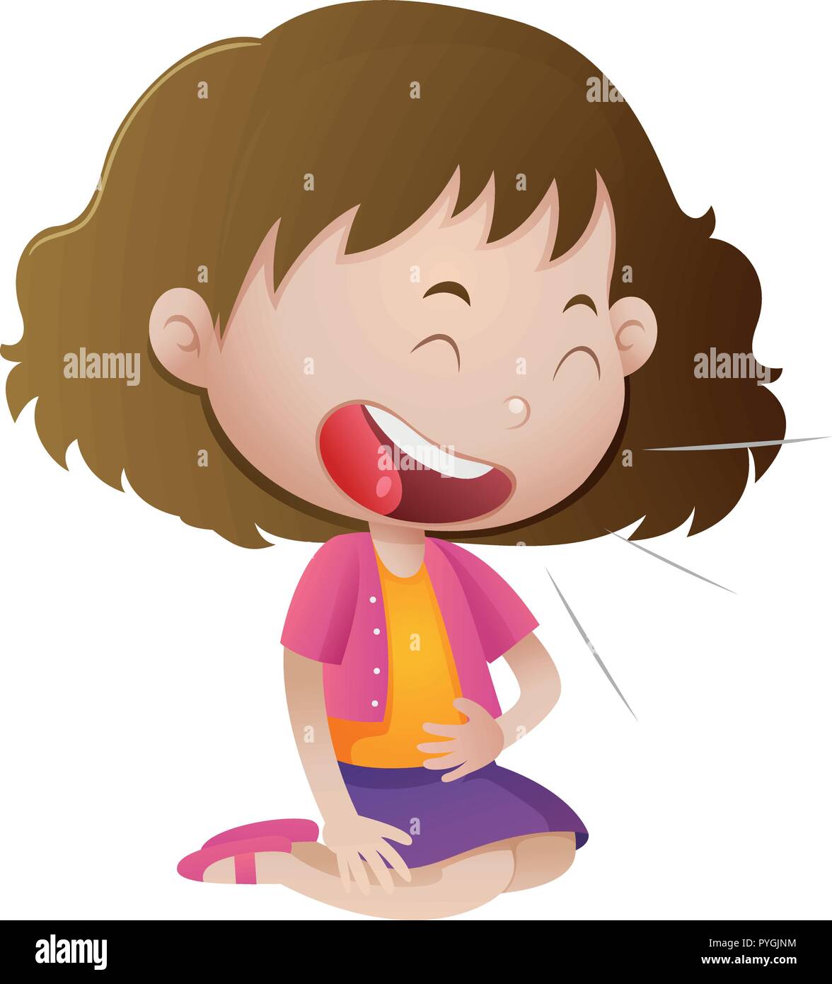 Little girl laughing alone illustration Stock Vector Image & Art - Alamy