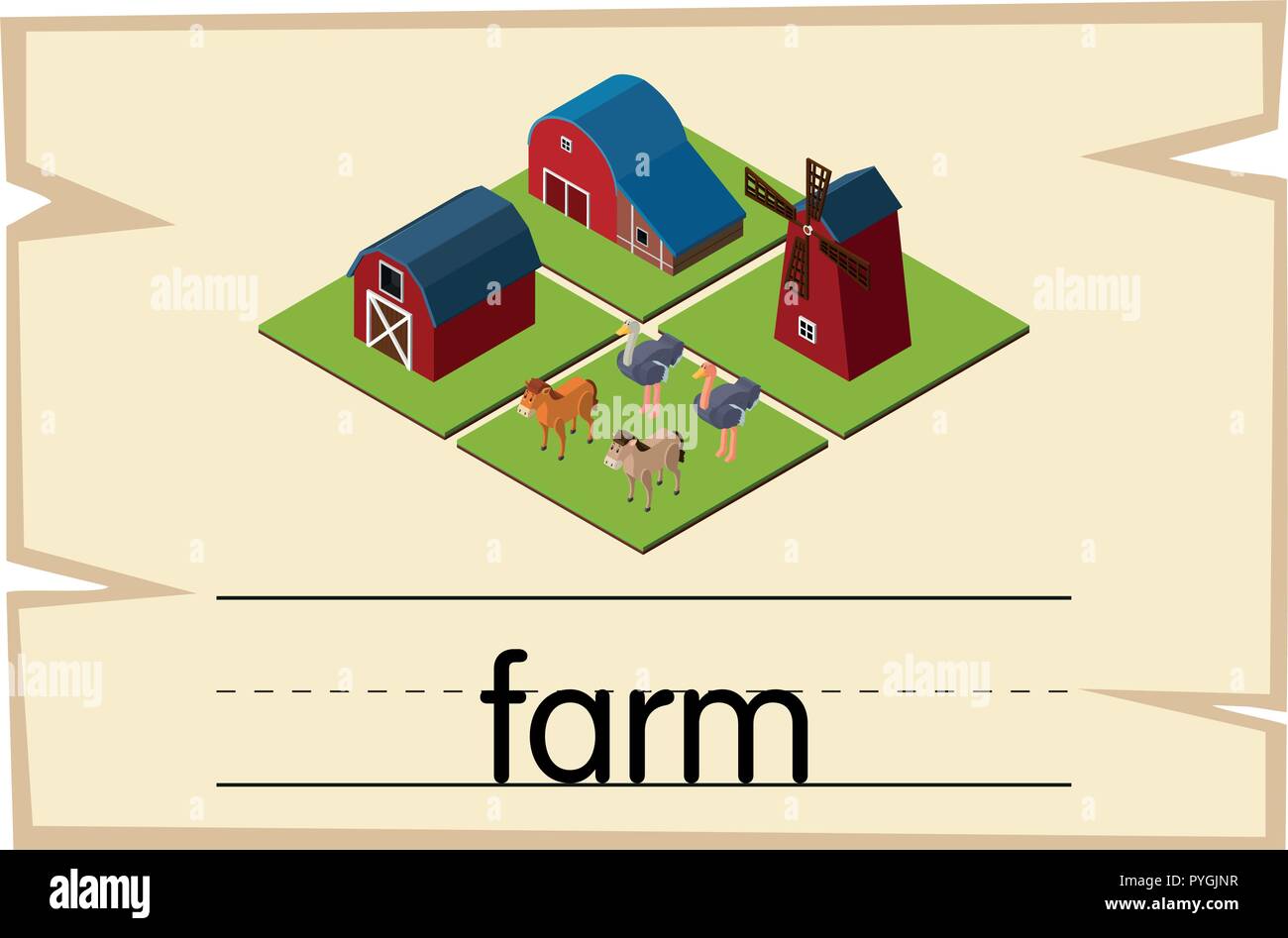 Wordcard design for word farm illustration Stock Vector Image & Art - Alamy