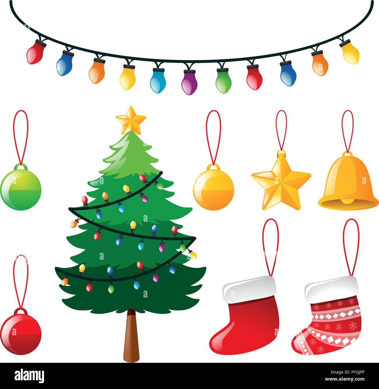 Christmas elements with tree and light illustration Stock Vector Image ...
