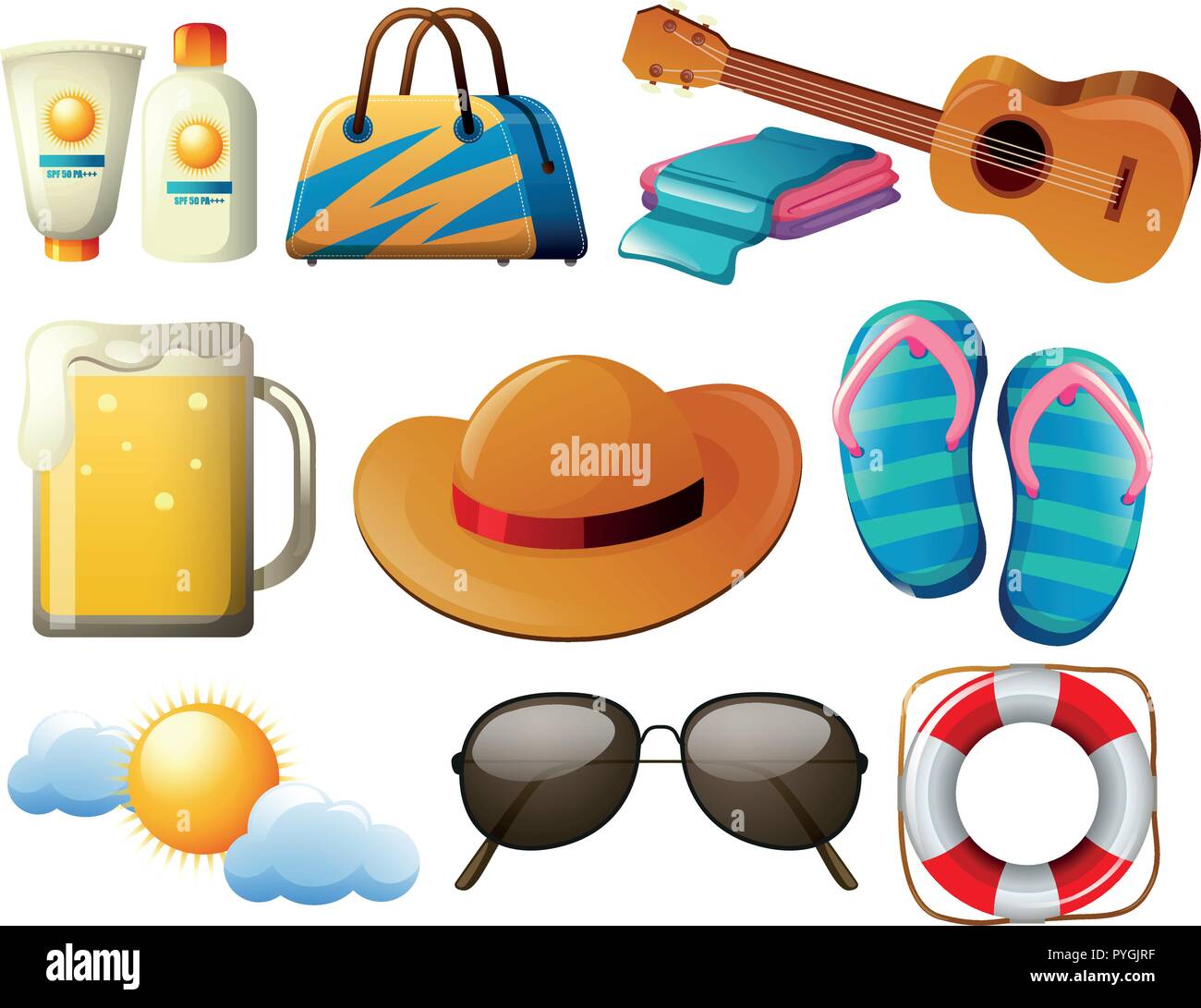 Summer set with different items illustration Stock Vector Image & Art ...