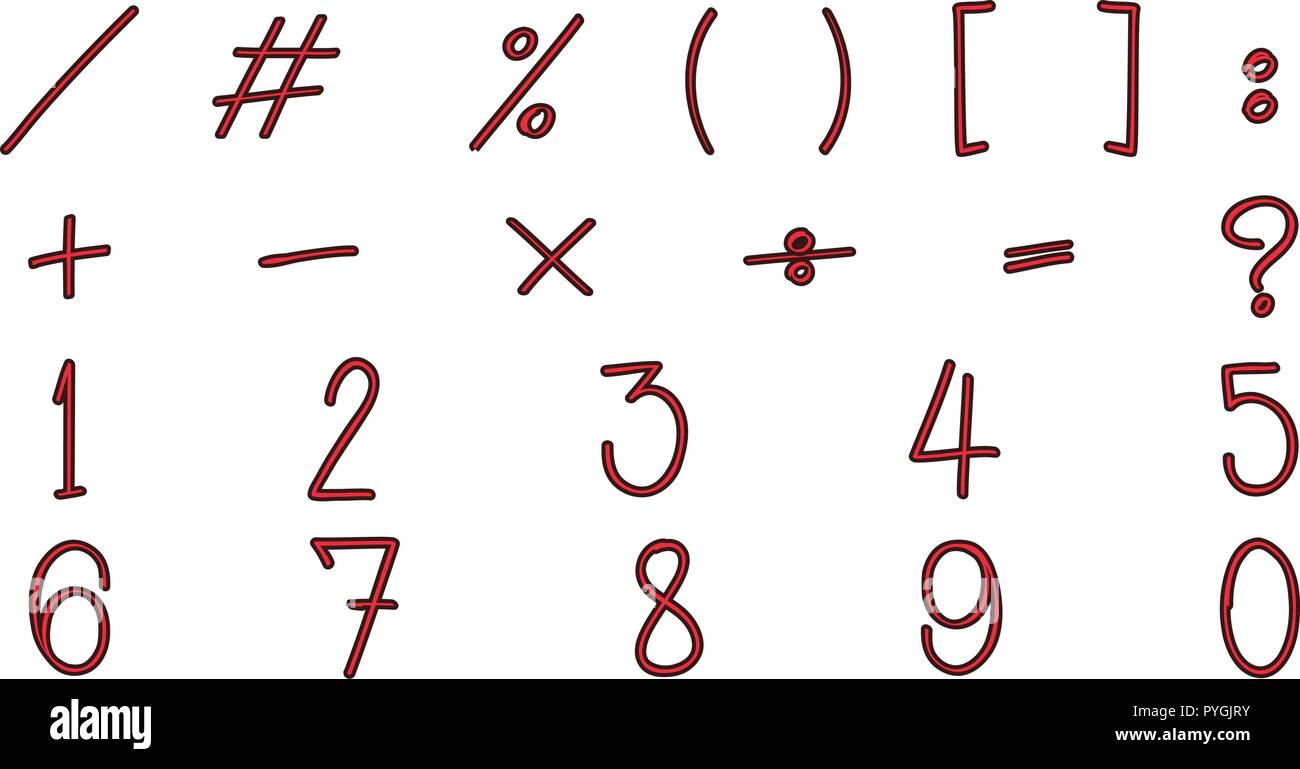 Math signs and numbers in red illustration Stock Vector Image & Art - Alamy