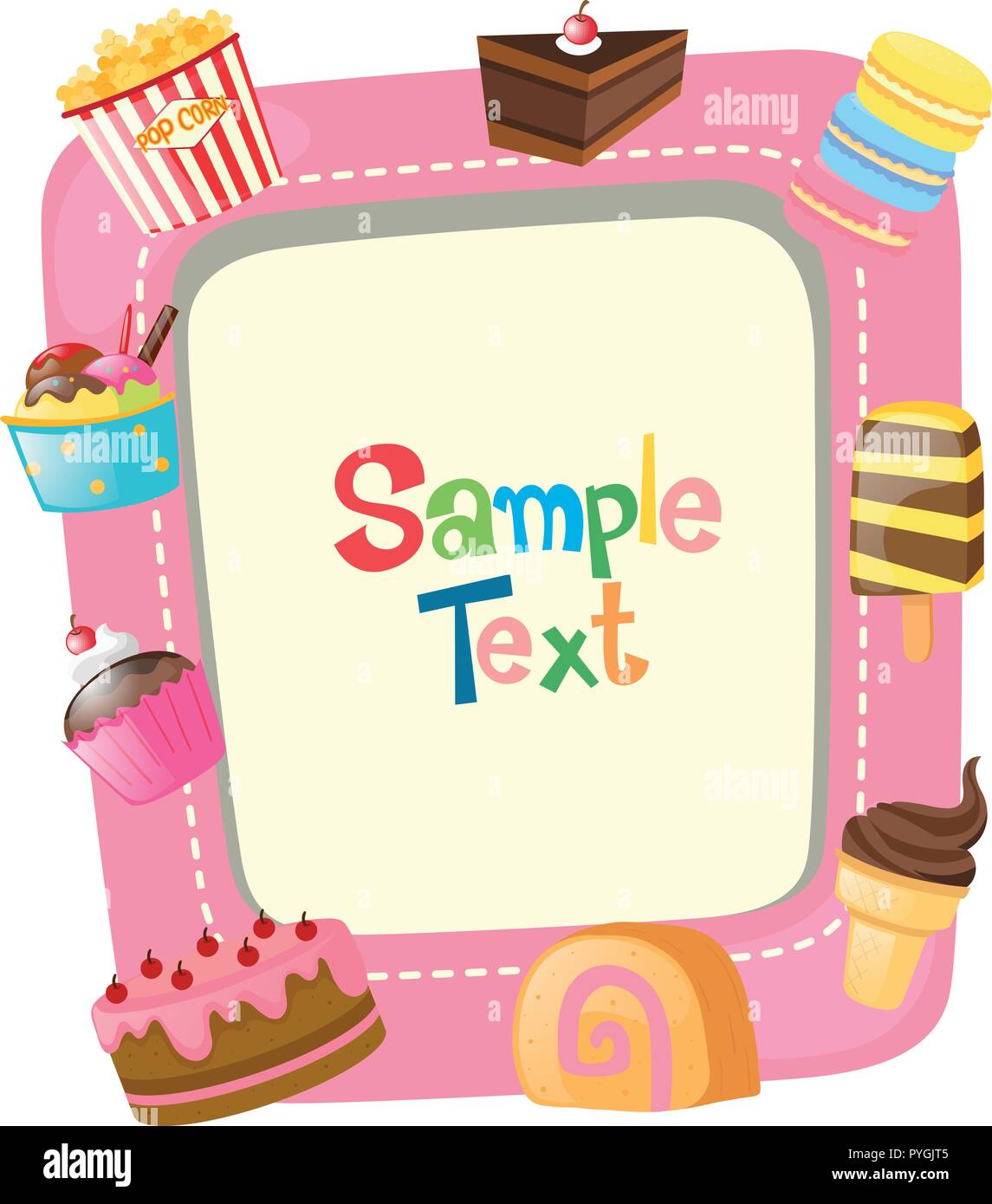 Border template with different desserts illustration Stock Vector Image ...