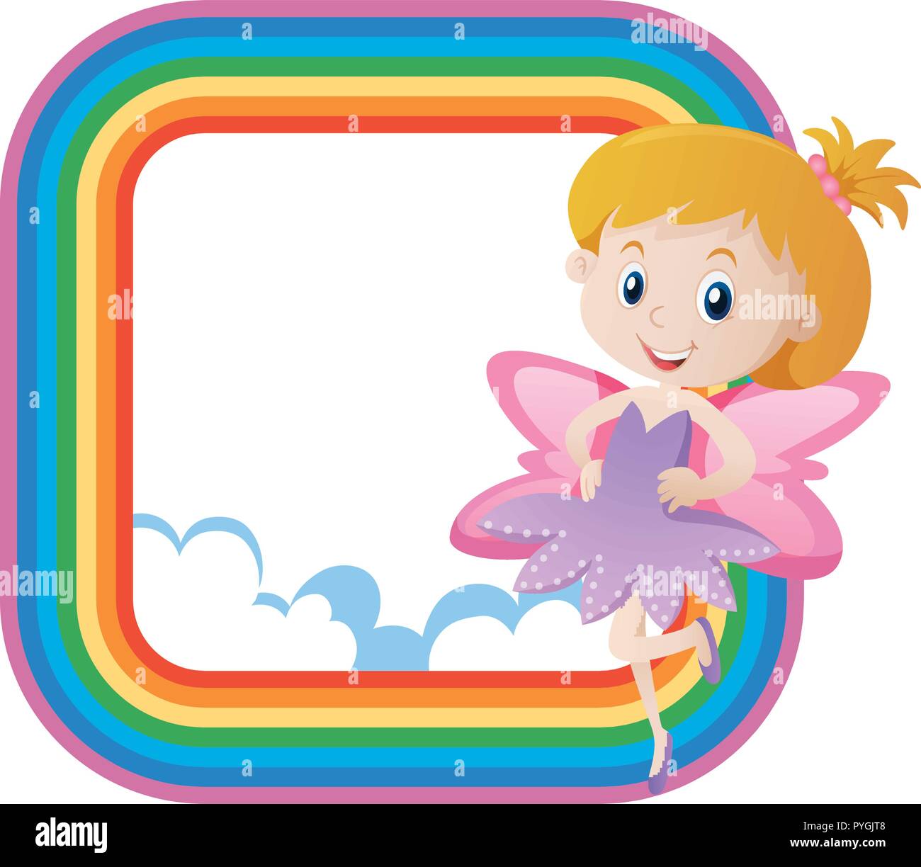 Rainbow frame design with fairy illustration Stock Vector Image & Art ...