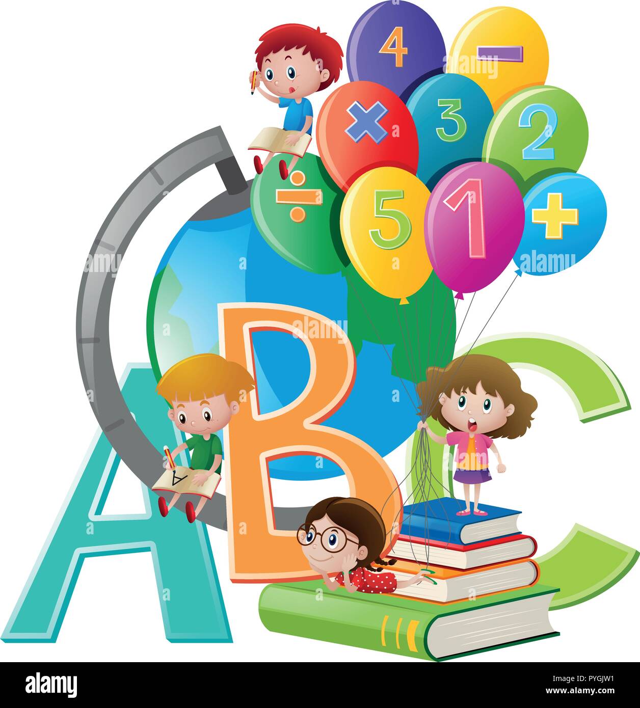 Kids And Different School Items Illustration Stock Vector Image Art kids-and-different-school-items-illustration-stock-vector-image-art