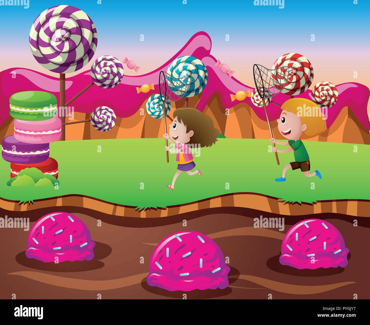 Boy girl candy sweets Stock Vector Images - Alamy