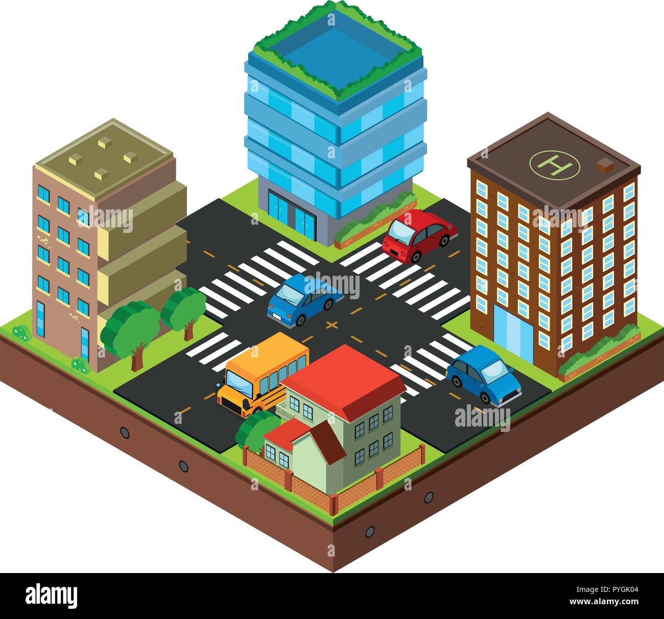 3D design for city with buildings and traffic illustration Stock Vector ...