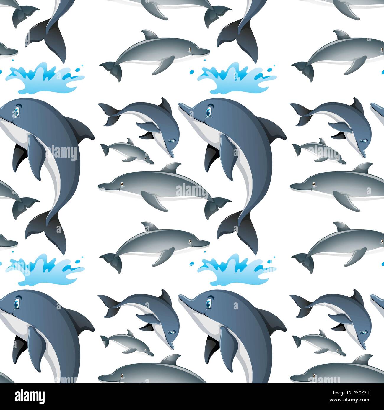 Seamless background with happy dolphins illustration Stock Vector Image ...
