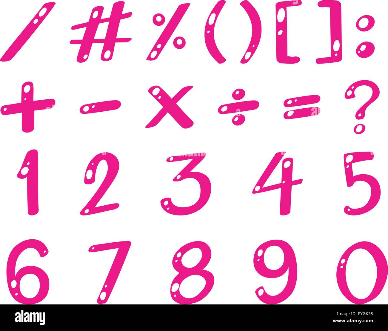 Pink font for numbers and signs illustration Stock Vector Image & Art ...