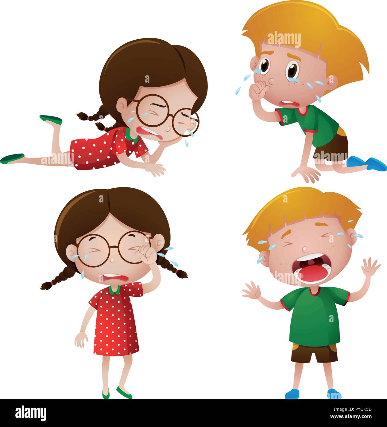 Boys and girls crying with tears illustration Stock Vector Image & Art ...