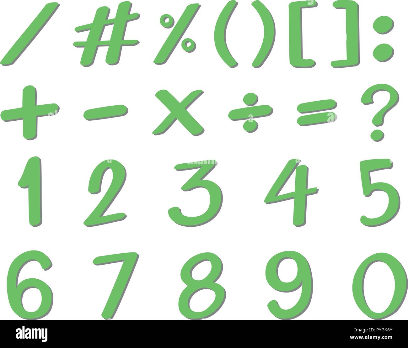 Green font design for numbers and signs illustration Stock Vector Image ...