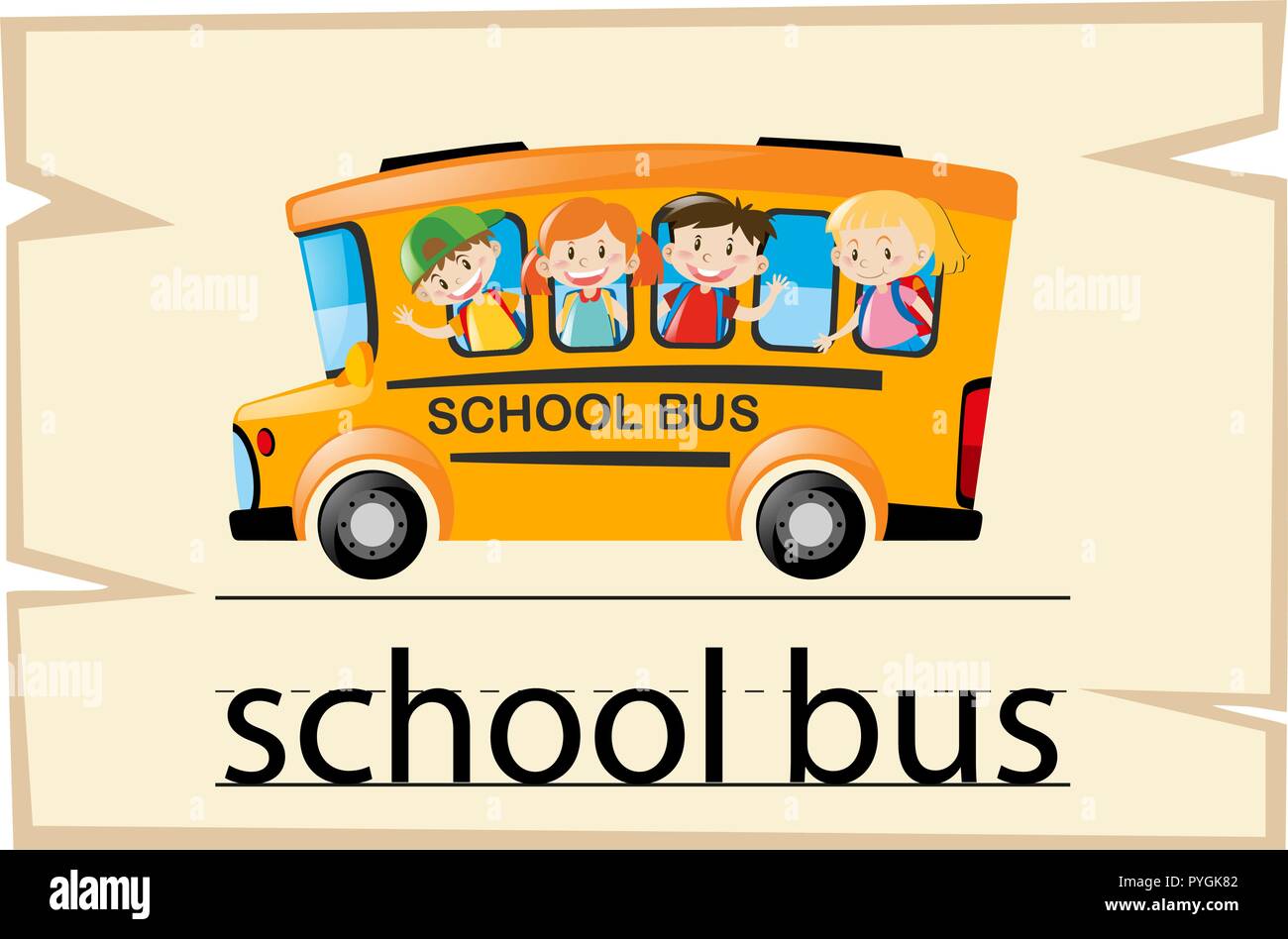 Wordcard template for word school bus illustration Stock Vector Image ...