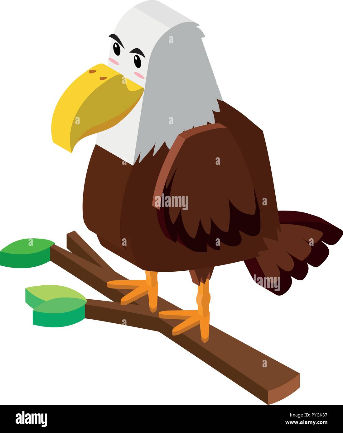 Wild eagle on branch in 3D design illustration Stock Vector Image & Art ...