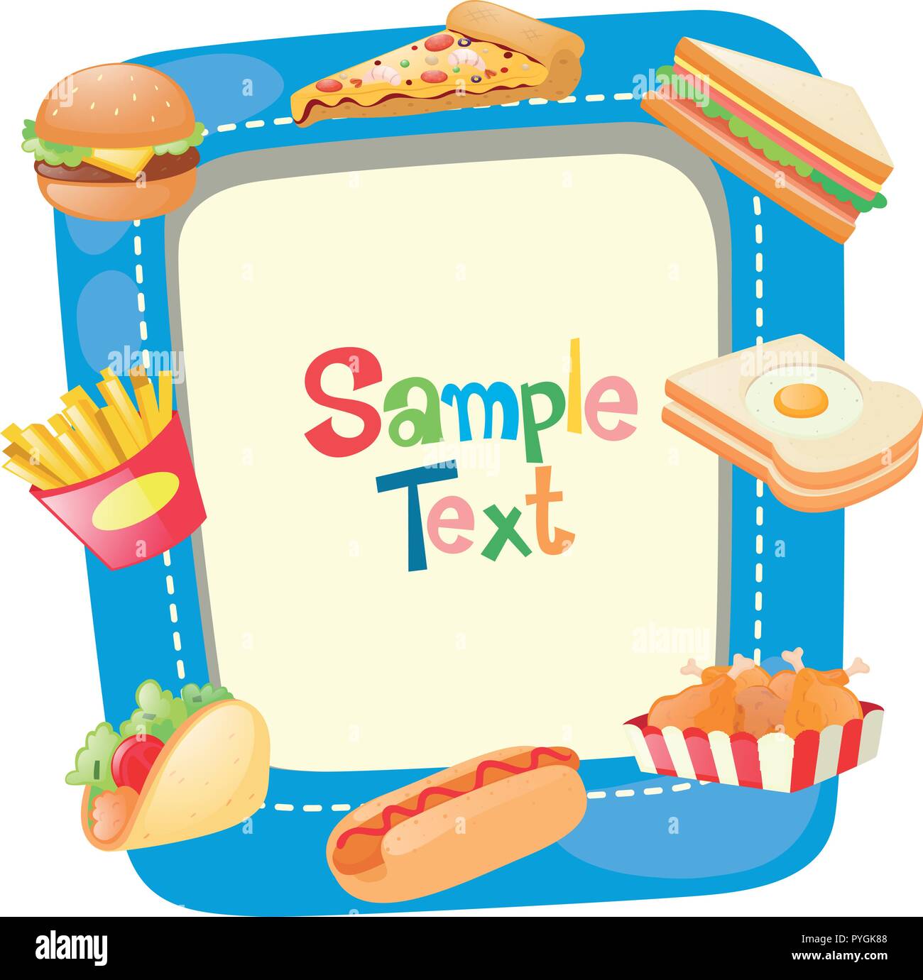 Paper background template with many fastfood menu illustration Stock ...