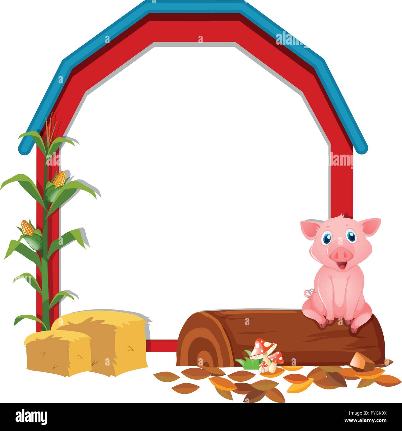 Border template with pig in the barn illustration Stock Vector Image ...