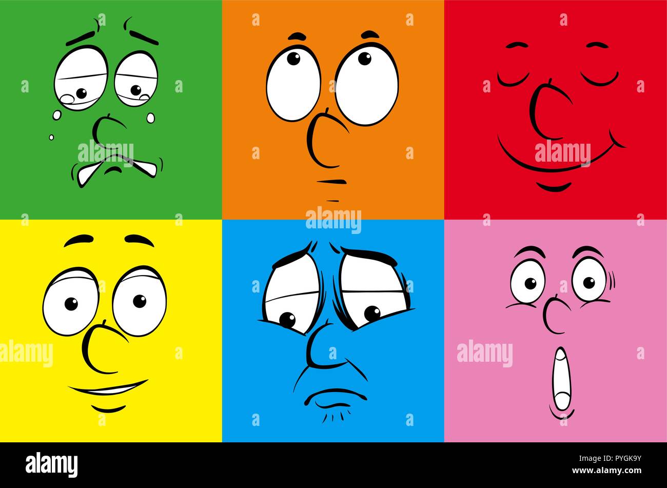 Different emotions on colorful background illustration Stock Vector ...