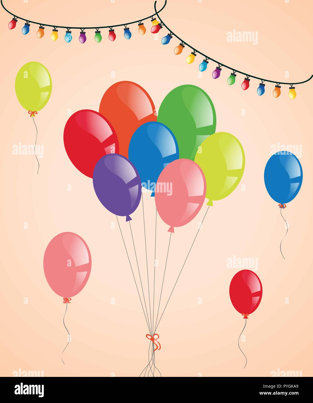 Colorful balloons and party lights illustration Stock Vector Image ...