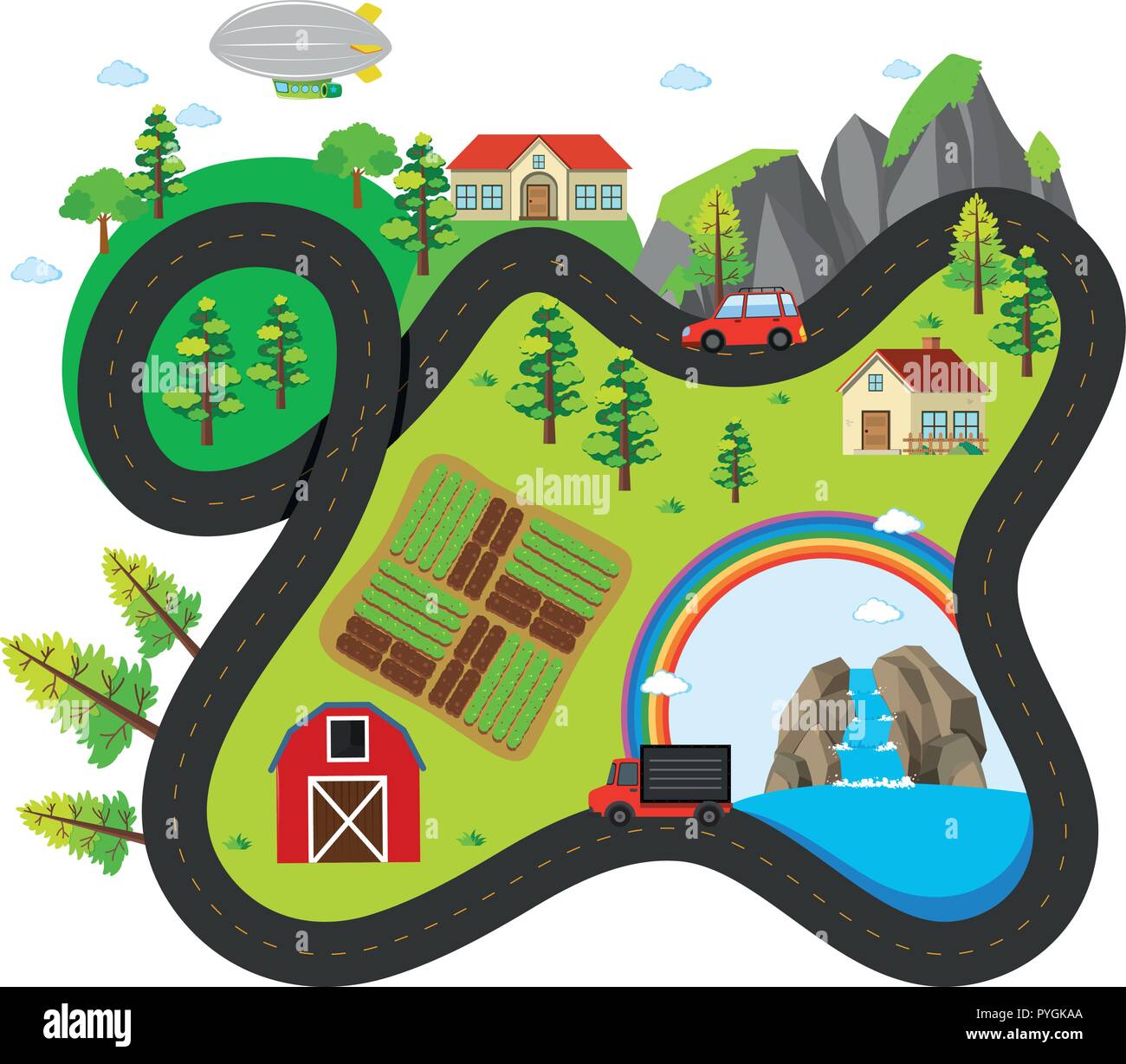 Road map around the countryside illustration Stock Vector Image & Art ...