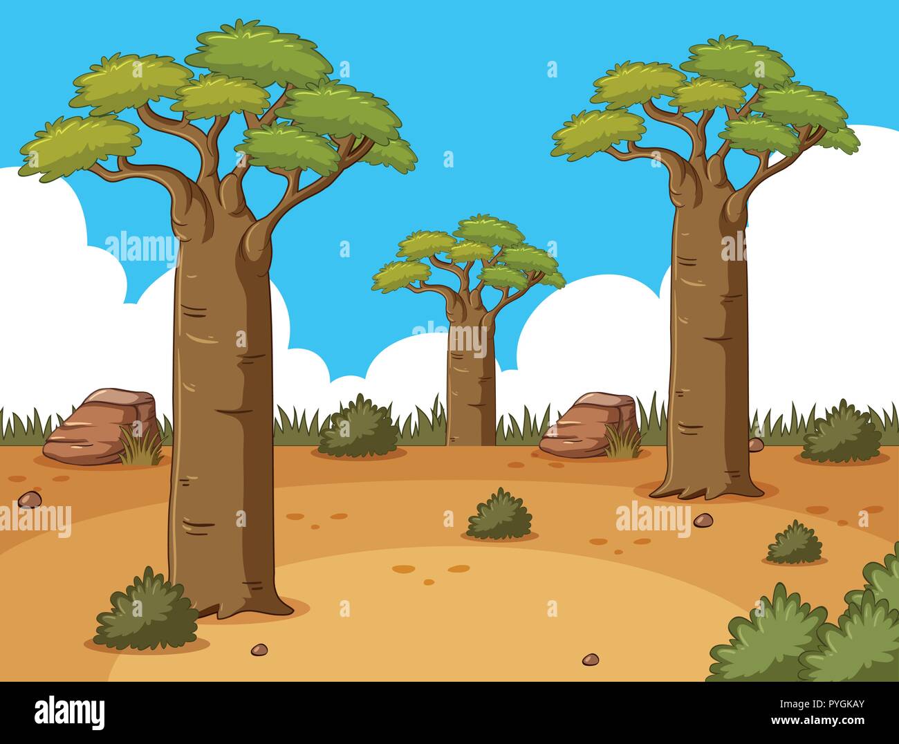 Scene with tall trees in desert illustration Stock Vector Image & Art ...