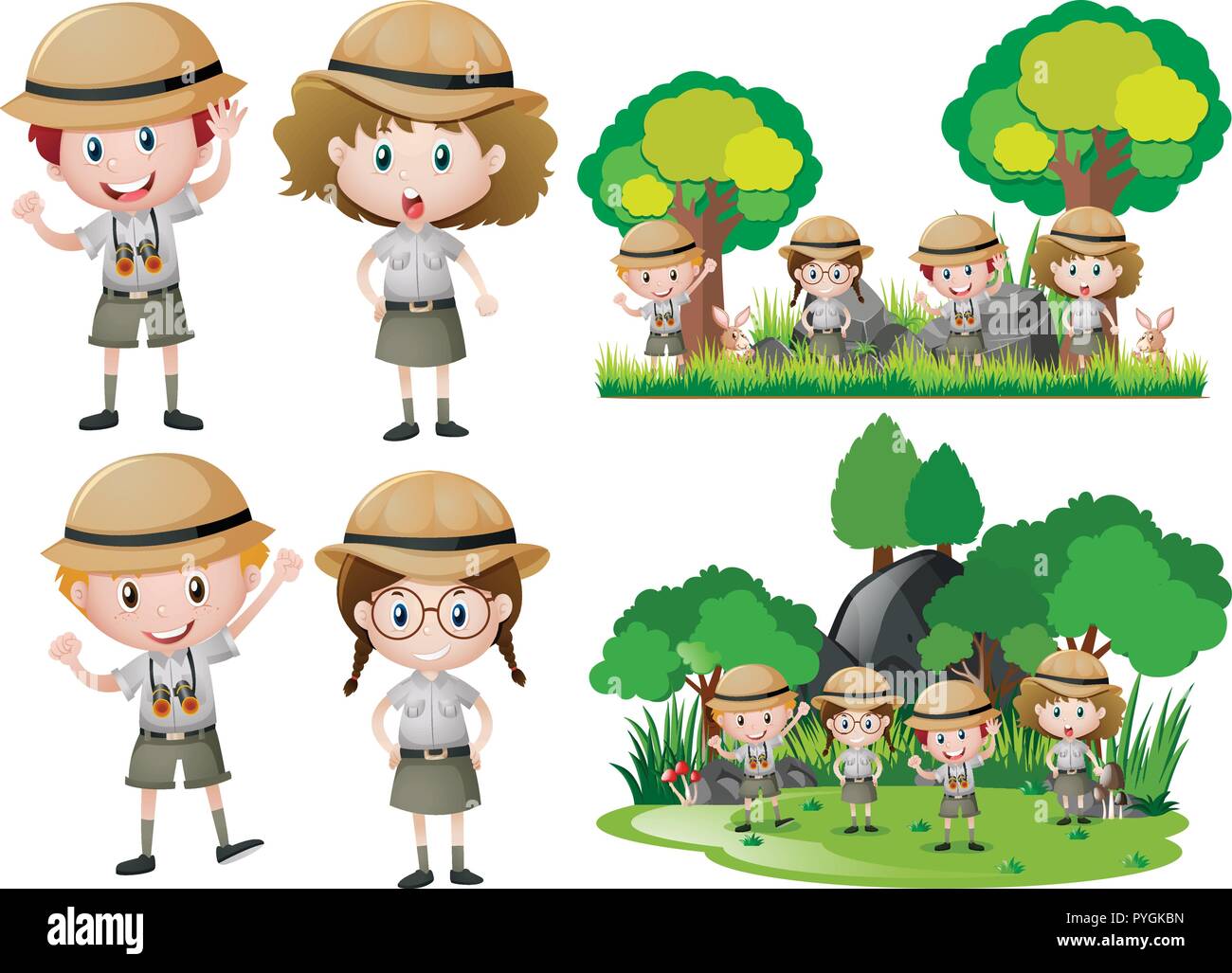 Boys and girls in the wilderness illustration Stock Vector Image & Art ...