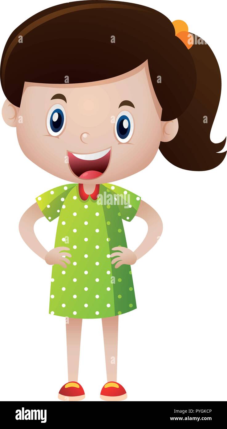 Happy smiling girl on white illustration Stock Vector Image & Art - Alamy