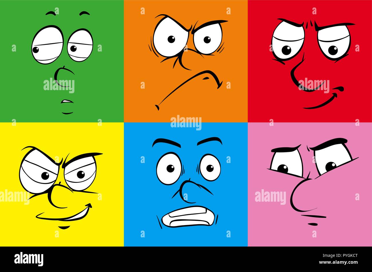 Human faces with different emotions illustration Stock Vector Image ...