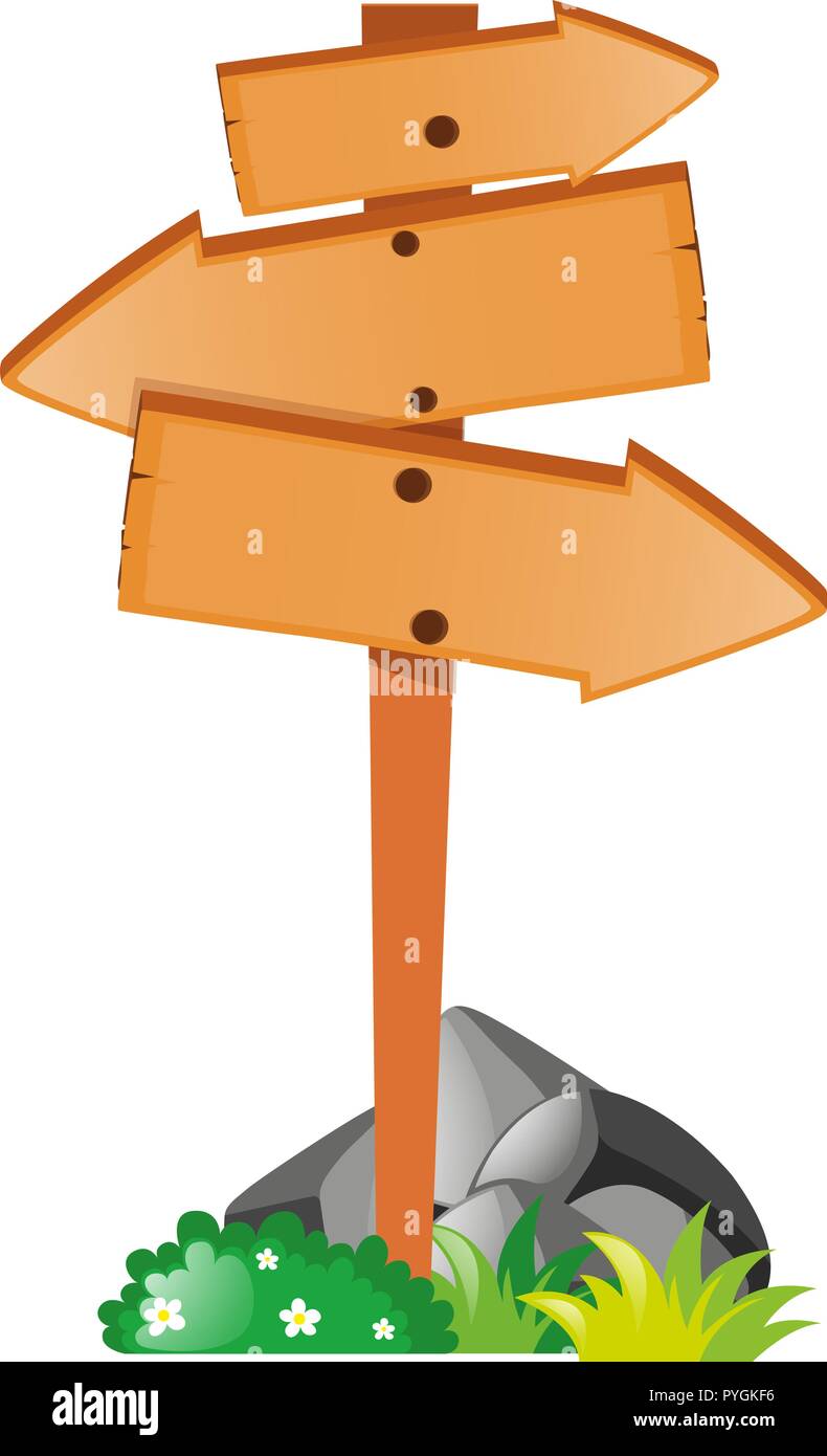 Arrow sign on the wooden pole illustration Stock Vector Image & Art - Alamy