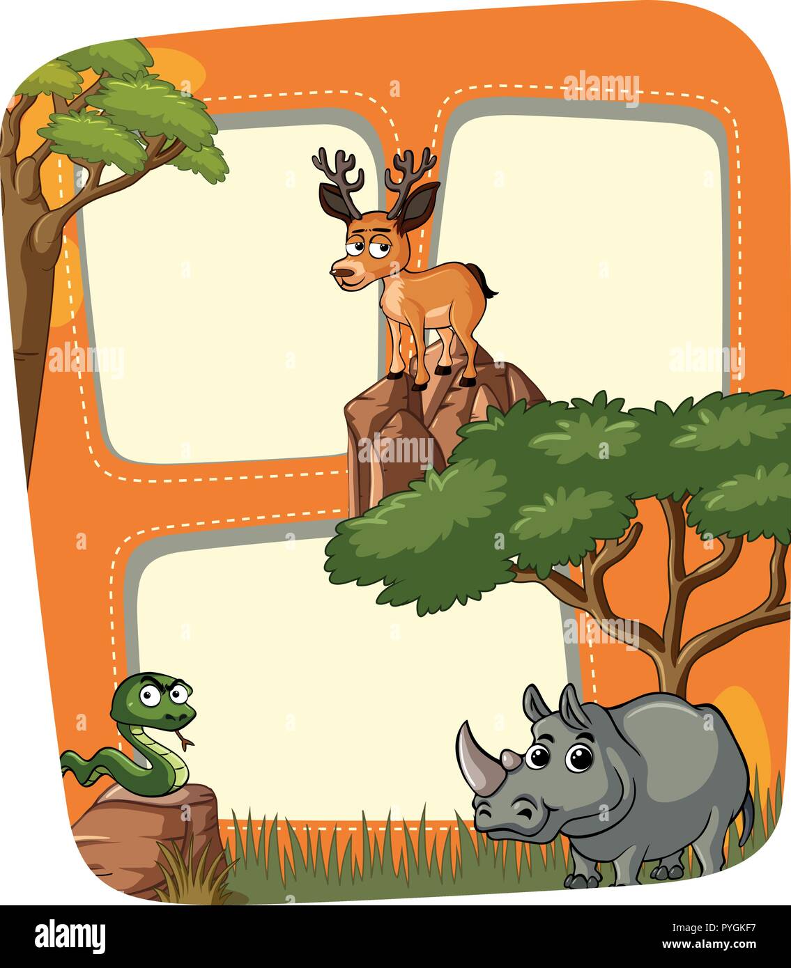 Frame template with wild animals illustration Stock Vector Image & Art ...