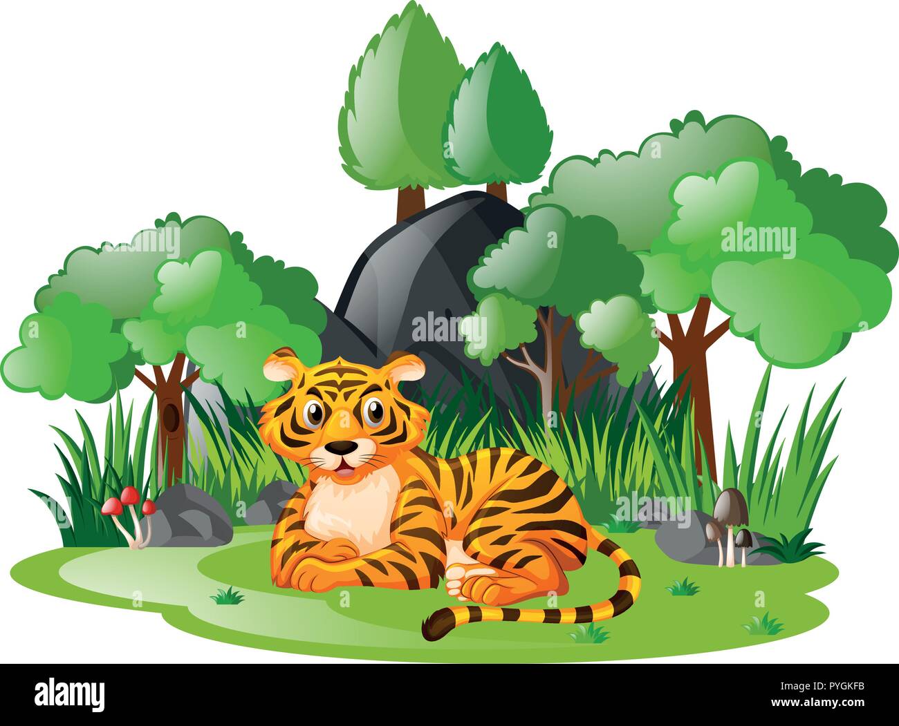 Wild tiger in the forest illustration Stock Vector Image & Art - Alamy