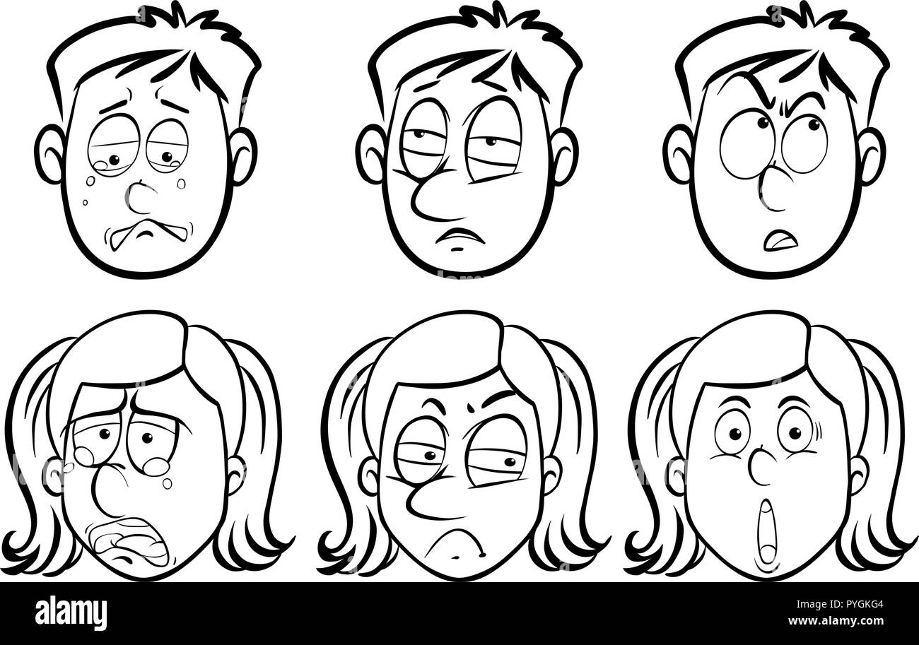 People with different facial expressions illustration Stock Vector ...