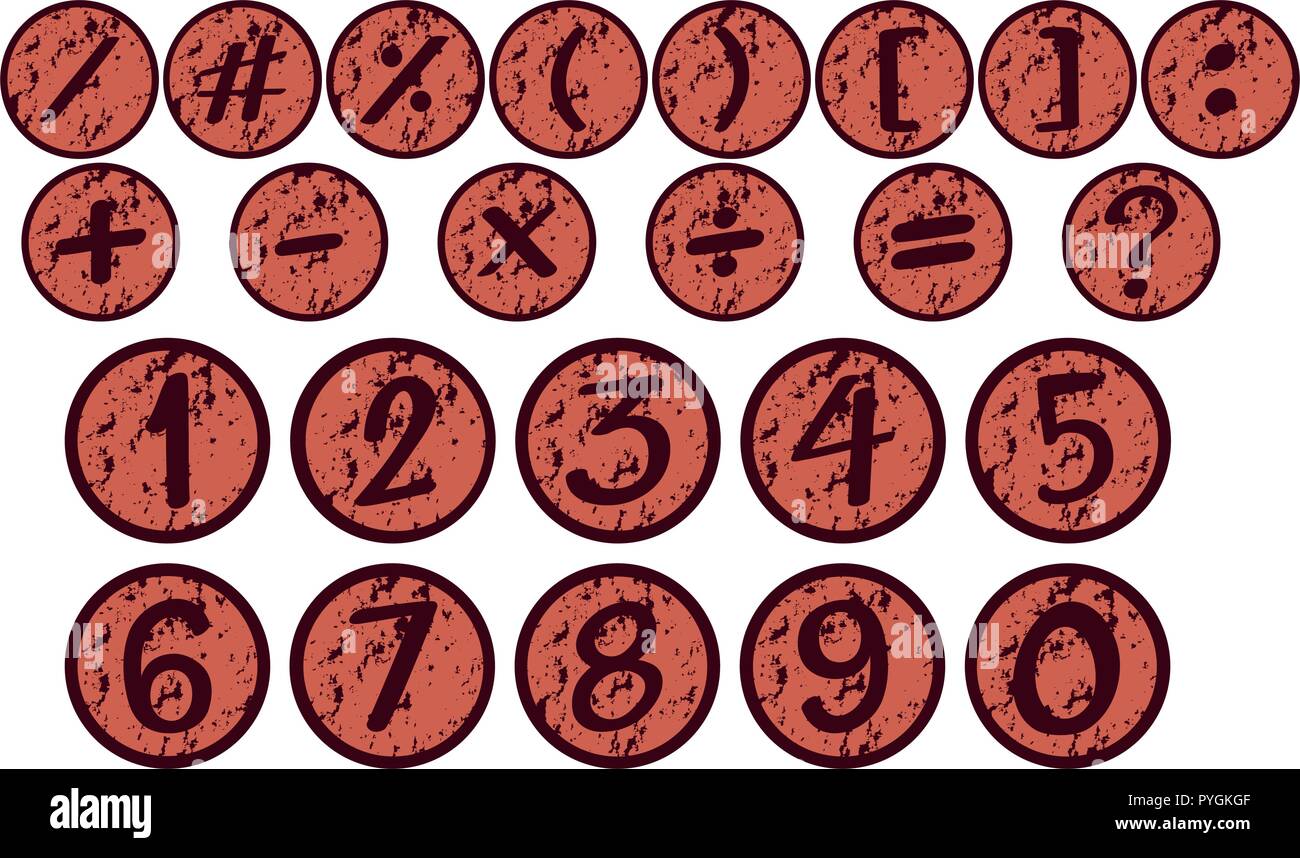 Numbers and signs on round badges illustration Stock Vector Image & Art ...