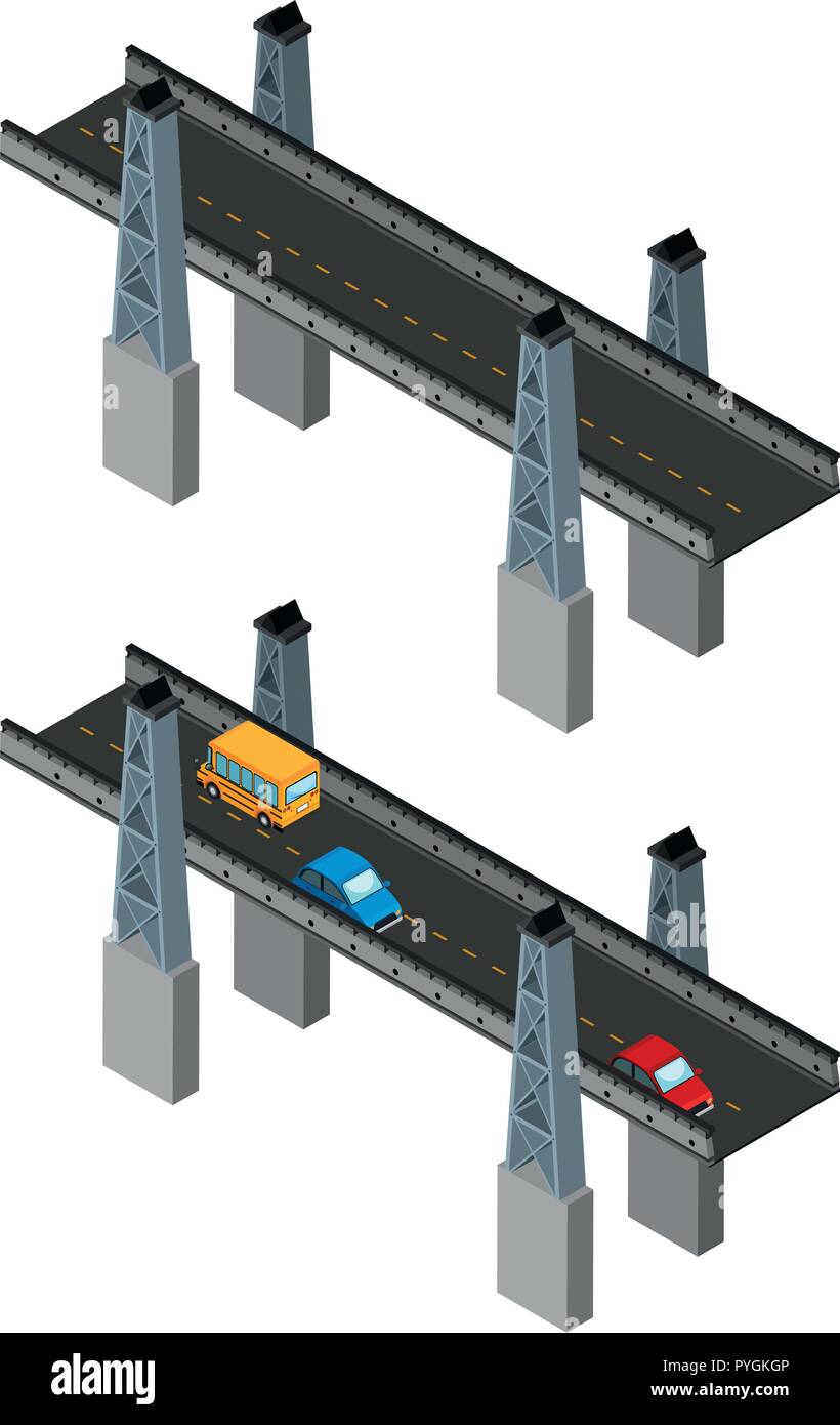 Bridge design with and without cars illustration Stock Vector Image ...
