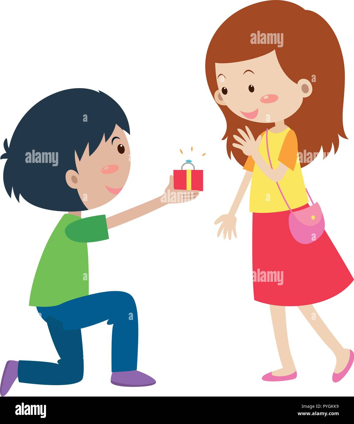 Man proposing woman with ring illustration Stock Vector Image & Art - Alamy