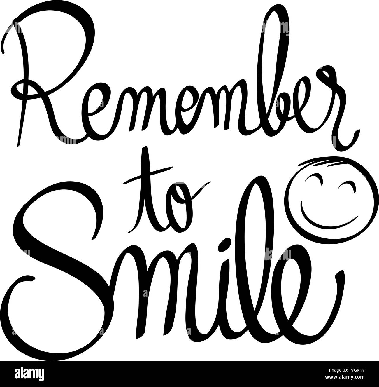 Word expression for remember to smile illustration Stock Vector Image ...
