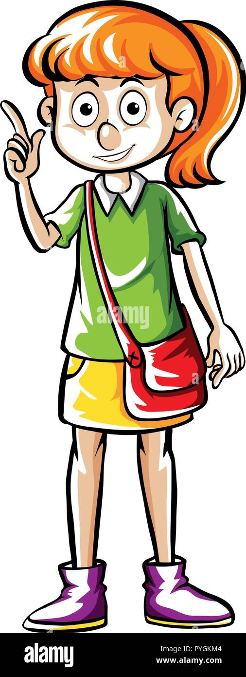 Doodle drafting of girl pointing finger illustration Stock Vector Image ...