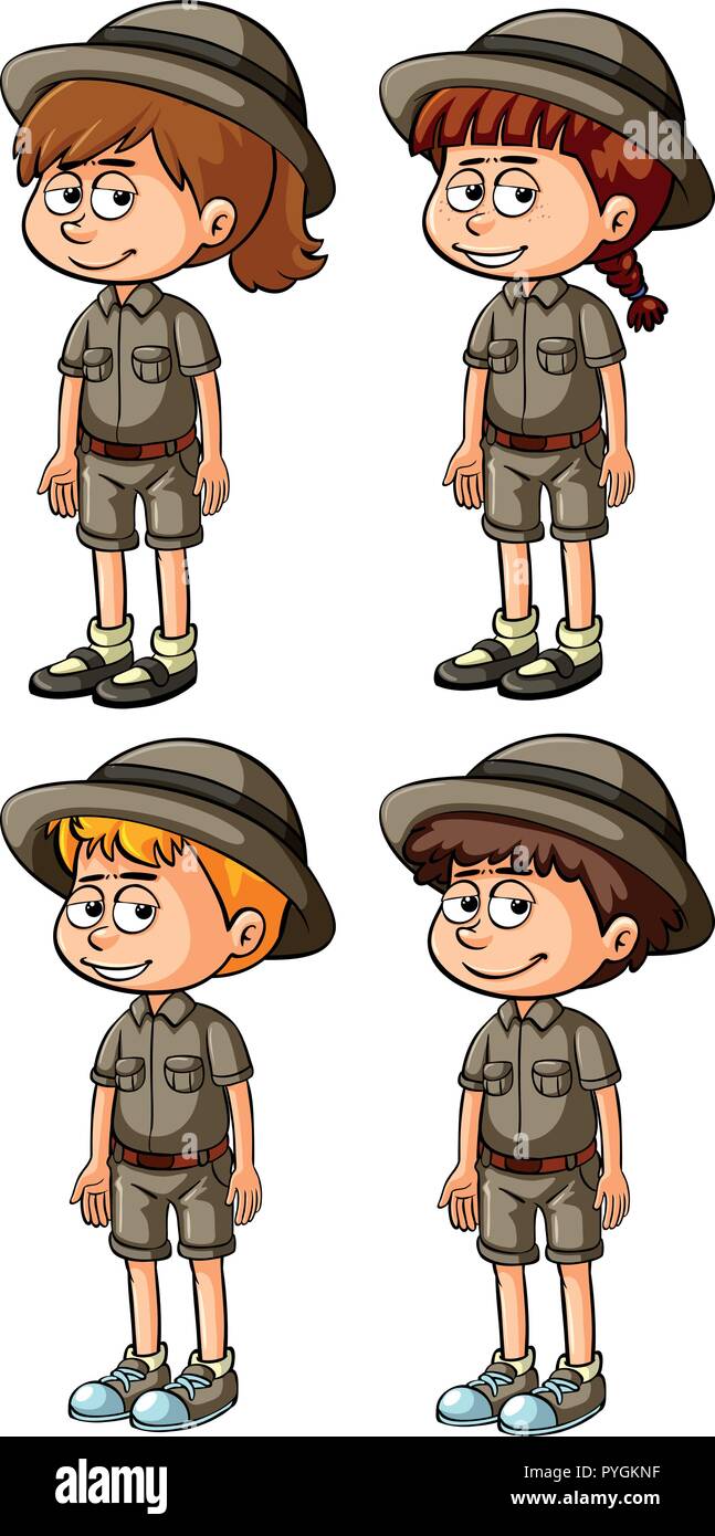 Boys and girls in safari outfit illustration Stock Vector Image & Art ...