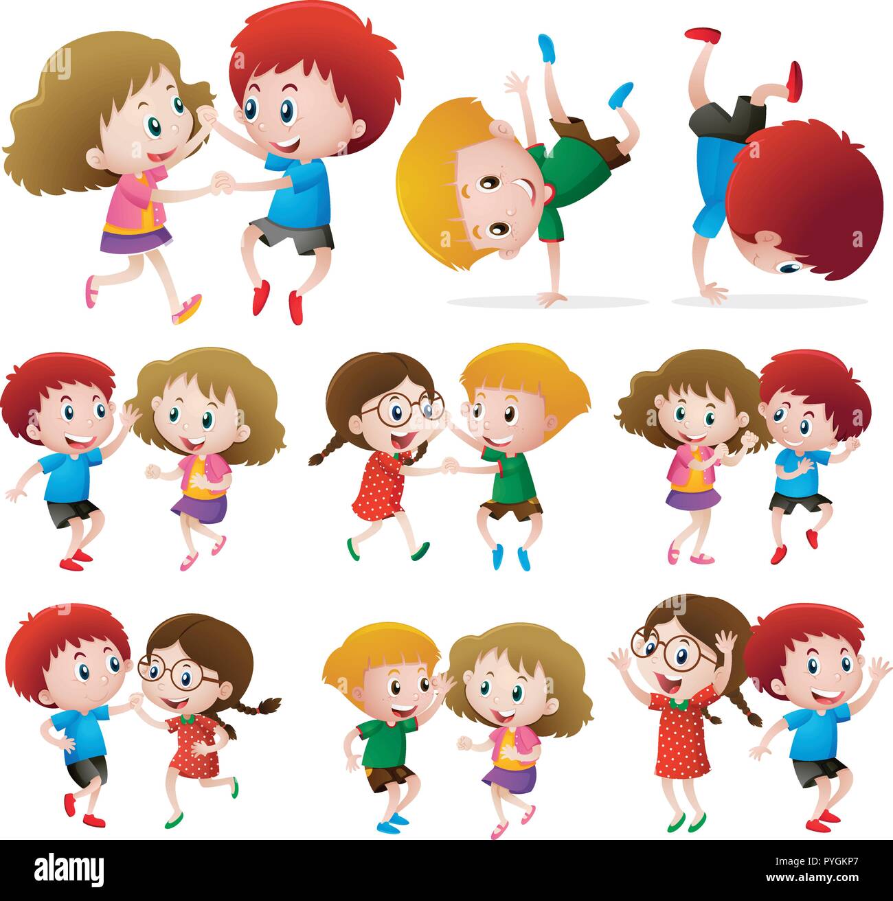 Children doing different dance posts illustration Stock Vector Image ...