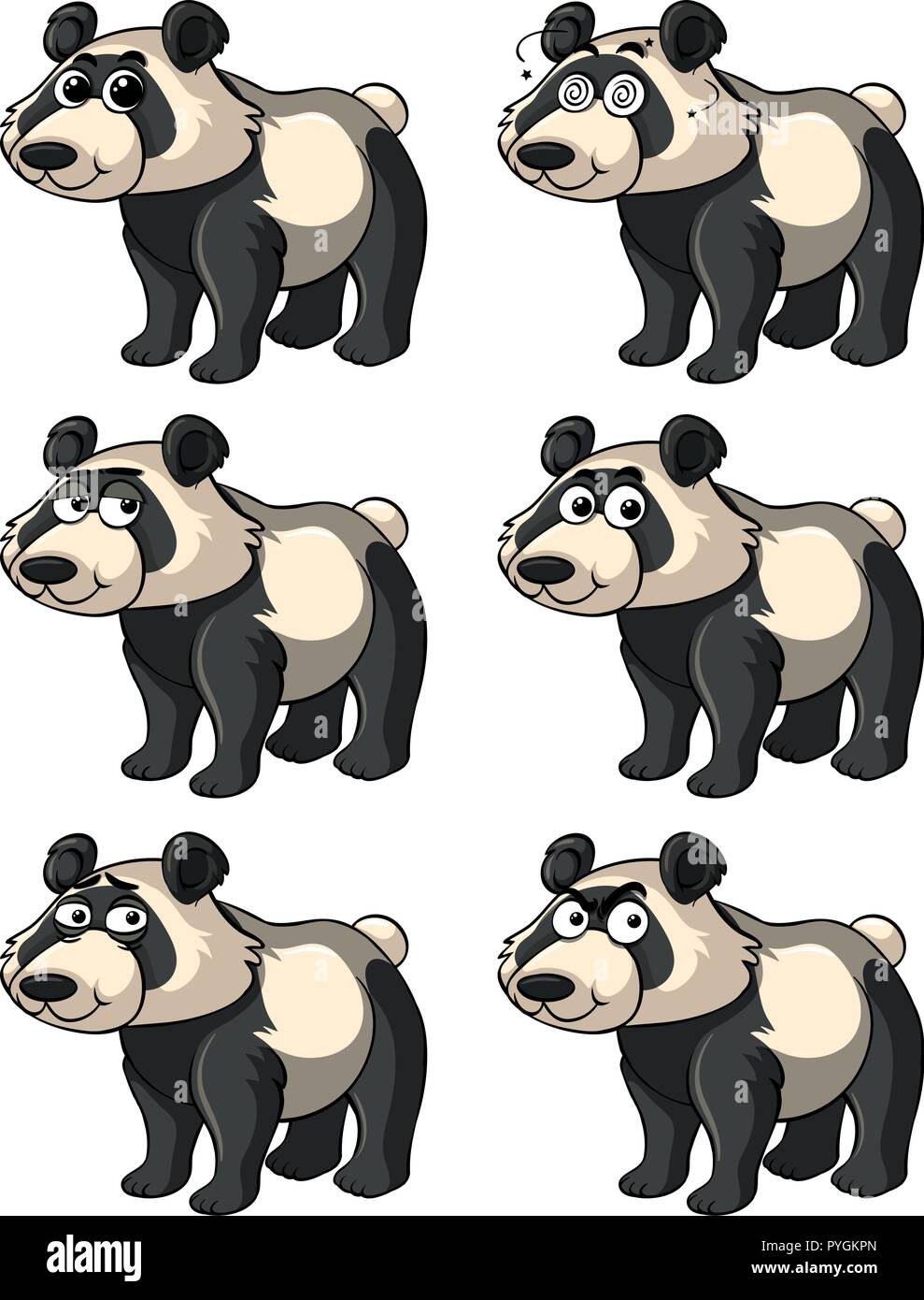 Panda with different facial expressions illustration Stock Vector Image ...