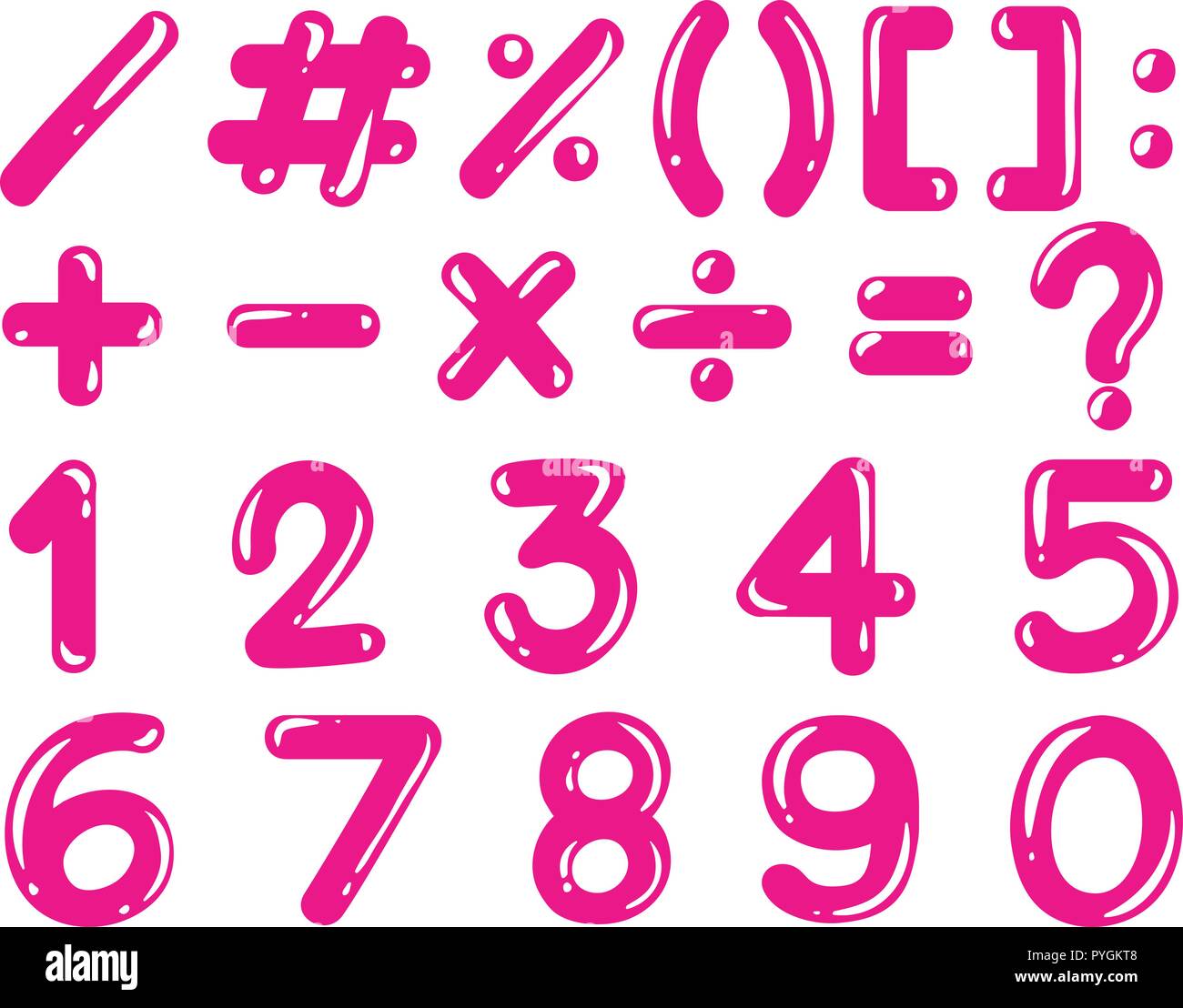 Numbers and math signs in pink color illustration Stock Vector Image ...