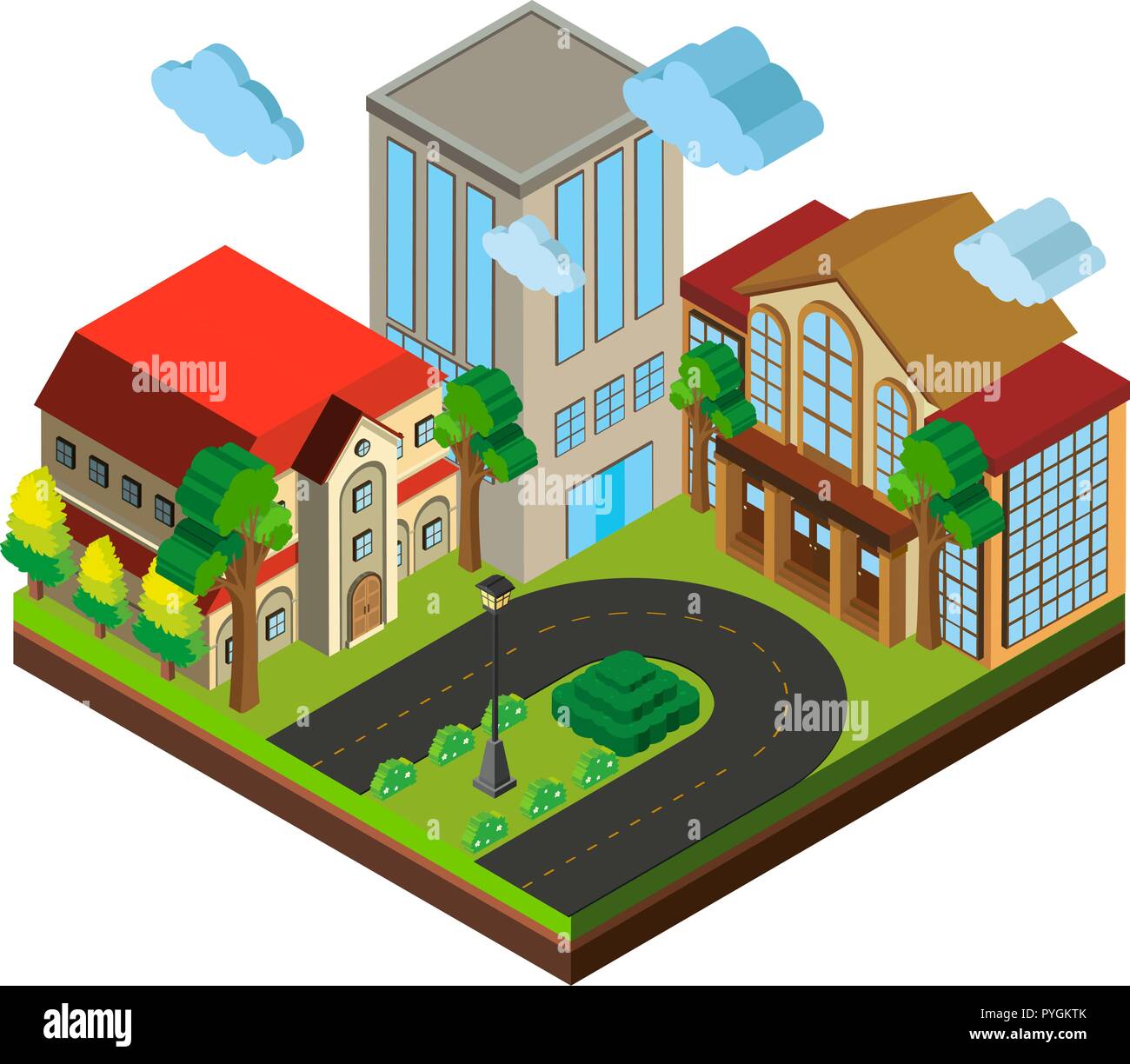 Buildings in street isometric Stock Vector Images - Alamy