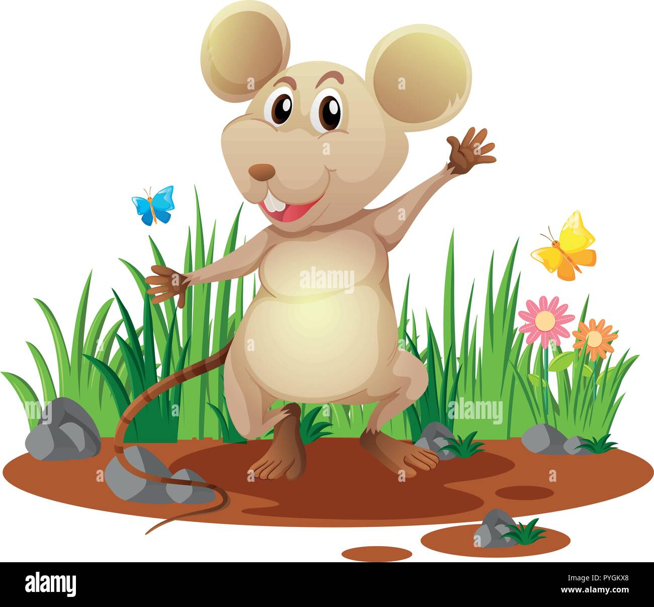 Little mouse in the garden illustration Stock Vector Image & Art - Alamy