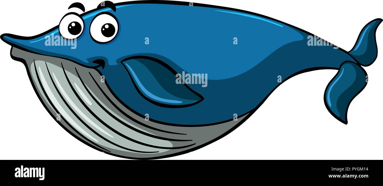 Blue whale with happy smile illustration Stock Vector Image & Art - Alamy