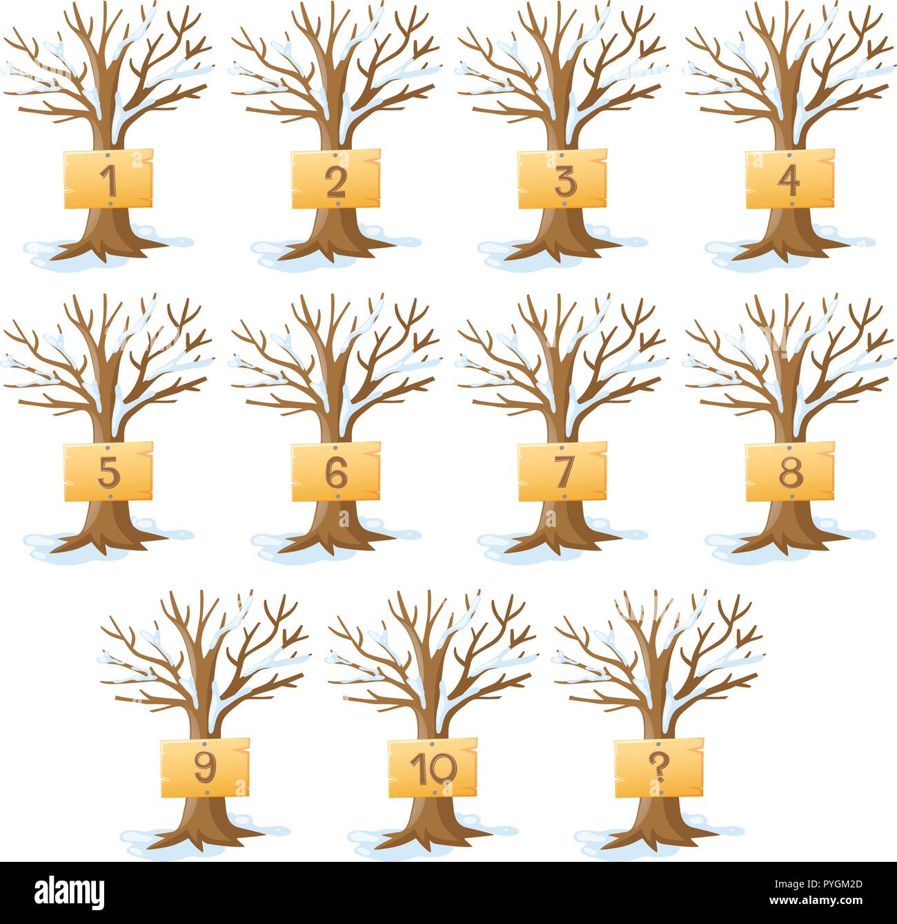 Numbers one to ten on trees illustration Stock Vector Image & Art - Alamy